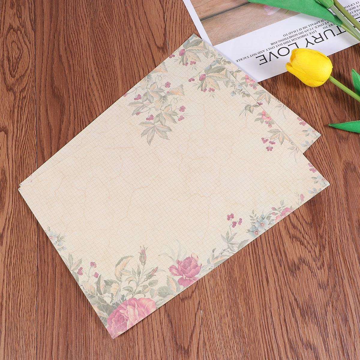 Milisten 50Pcs European Style Writing Paper Green Rose Vintage Letter ...