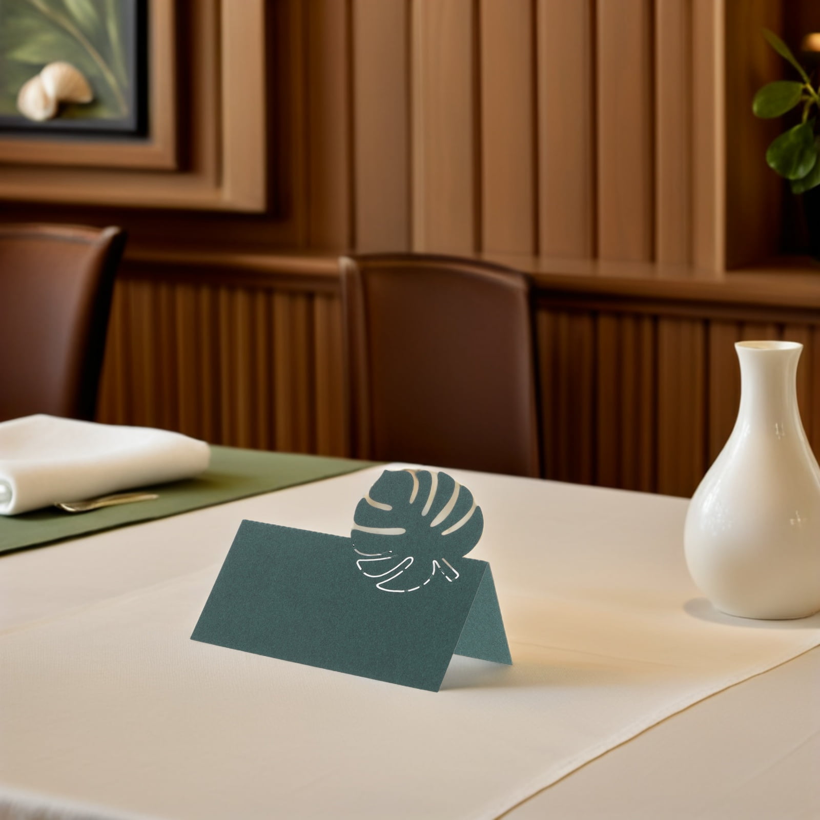 Milisten Elegant Green 3D Paper Place Cards with Handwritten Names for ...