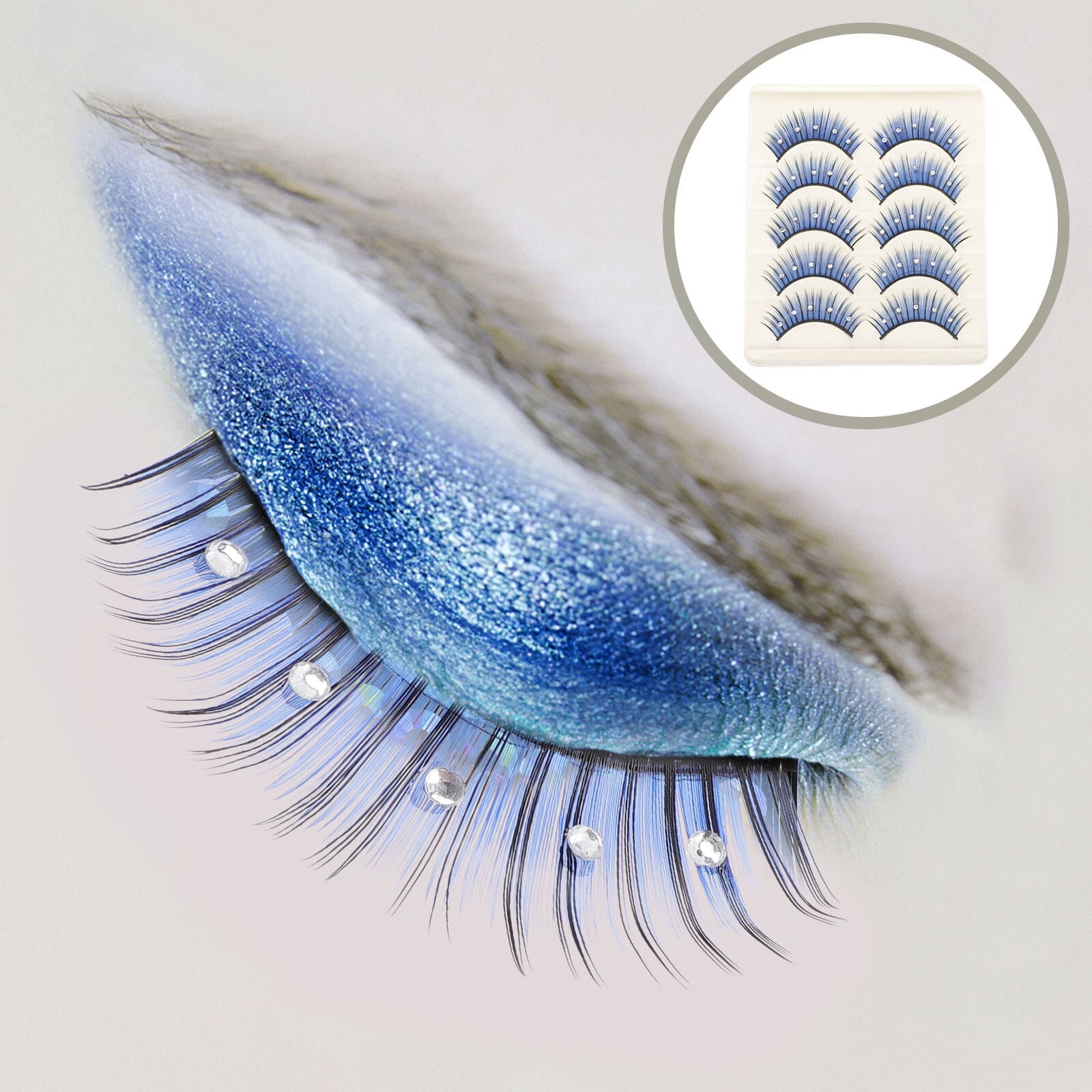 Milisten Cosplay Lashes Color False Lashes Blue Fiber 5 Pairs ...