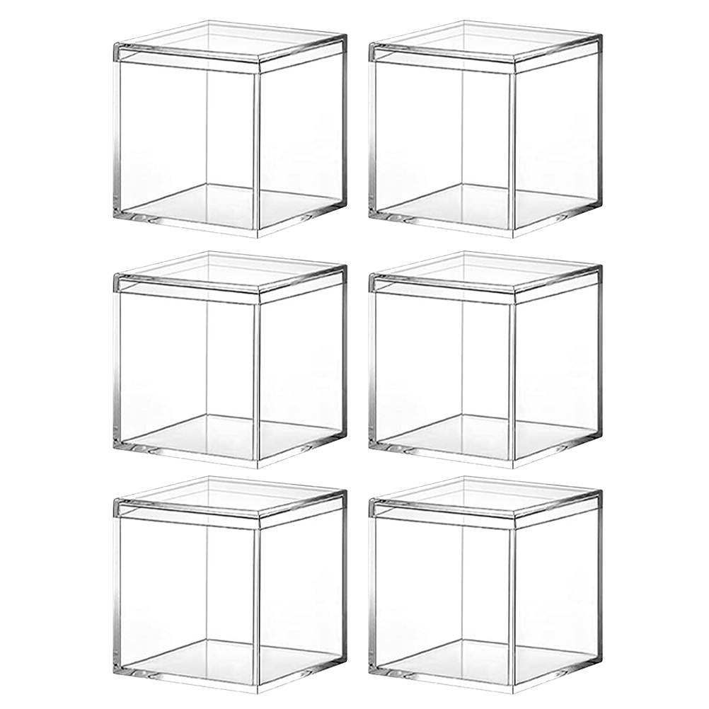 Milisten 6Pcs Clear Acrylic Cube Boxes For Candy Jewelry Small Storage ...