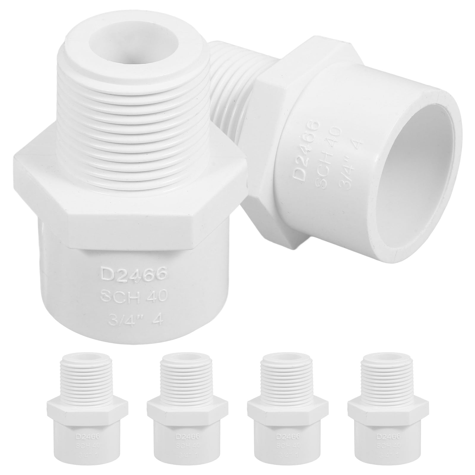 Milisten 6Pcs White PVC Slip Socket Adapter with Male Threads for ...