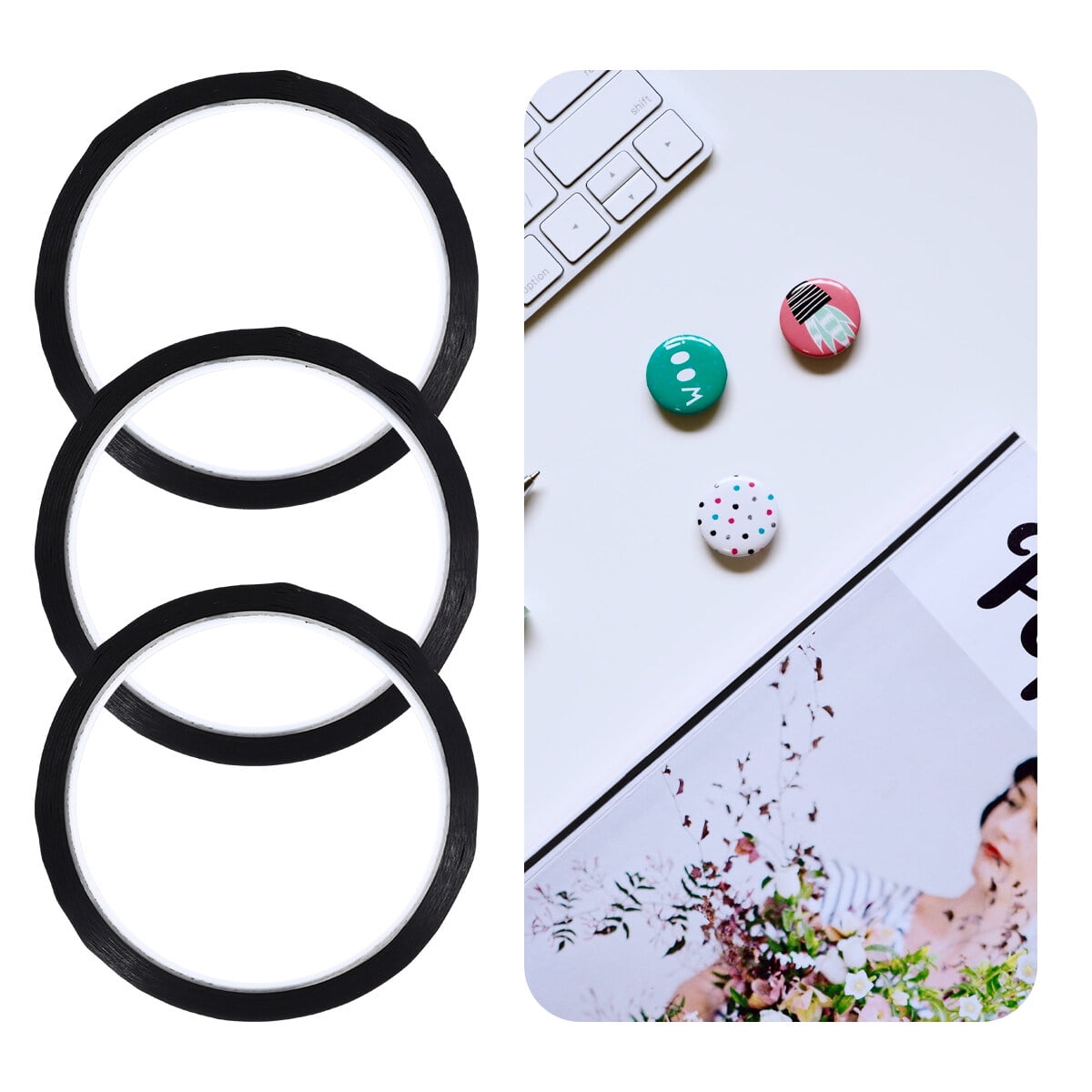 Milisten Desktop Positioning Tape Marking Sticker Black 6 Rolls 9.5X9 ...