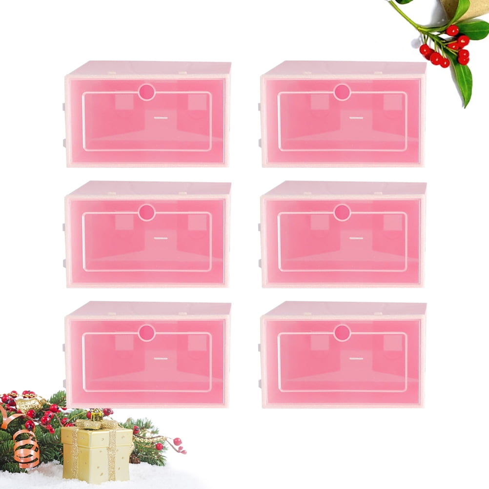 Milisten 6Set Stackable Shoe Container Pink PP Storage Organizer Boxes ...