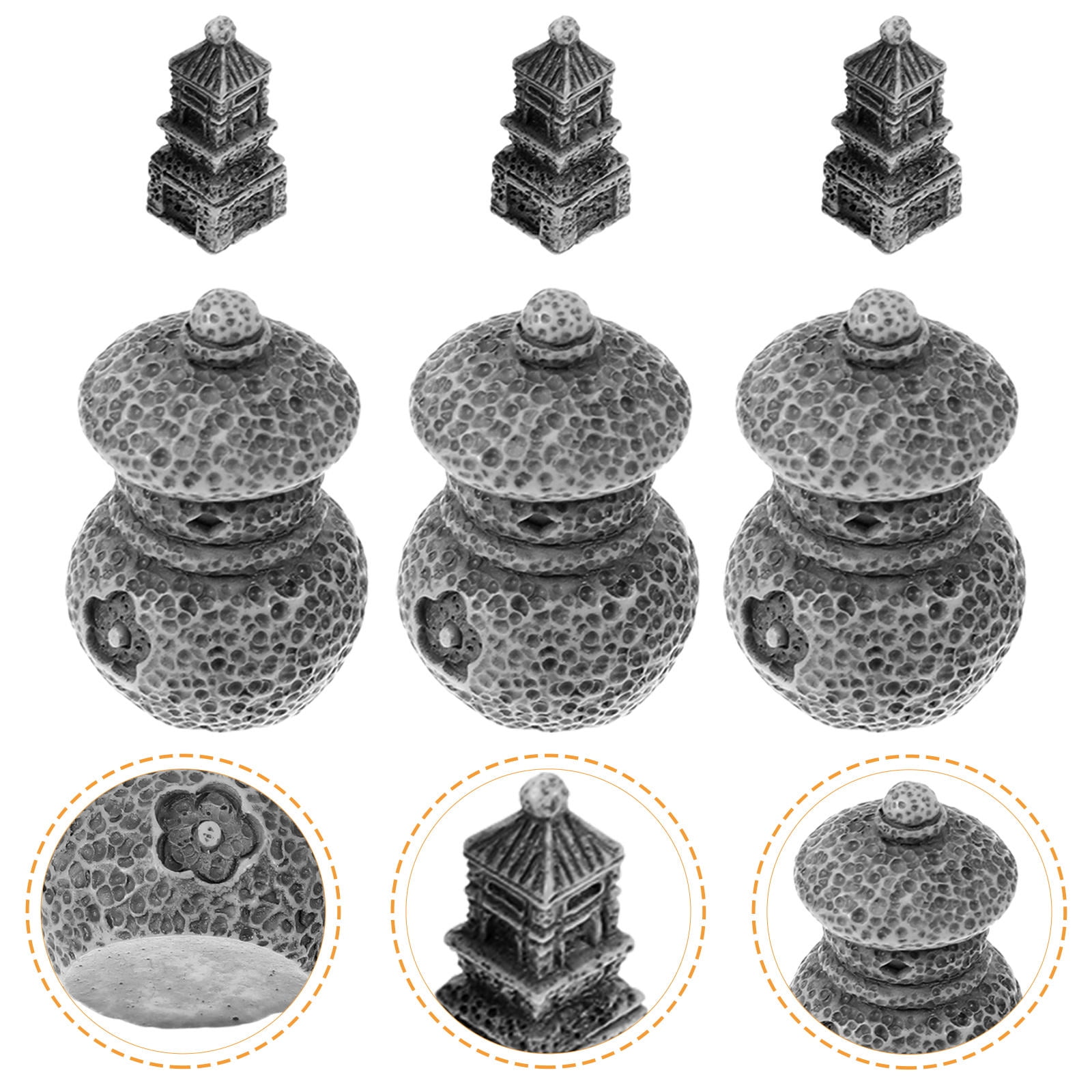 Milisten 6pcs Dark Grey Resin Bonsai Landscape Decor Retro Style Indoor ...