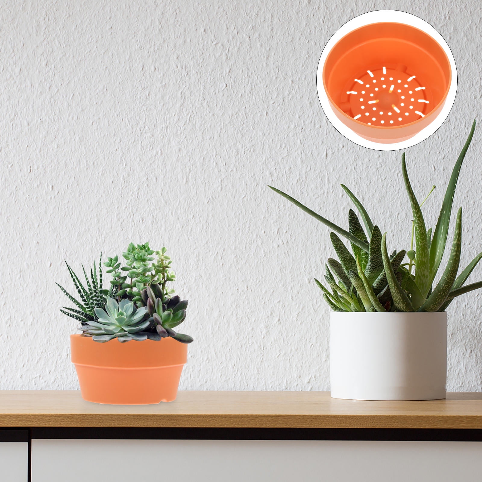 Milisten 6pcs Orange Round Plastic Flower Pots Imitation Clay Flower ...