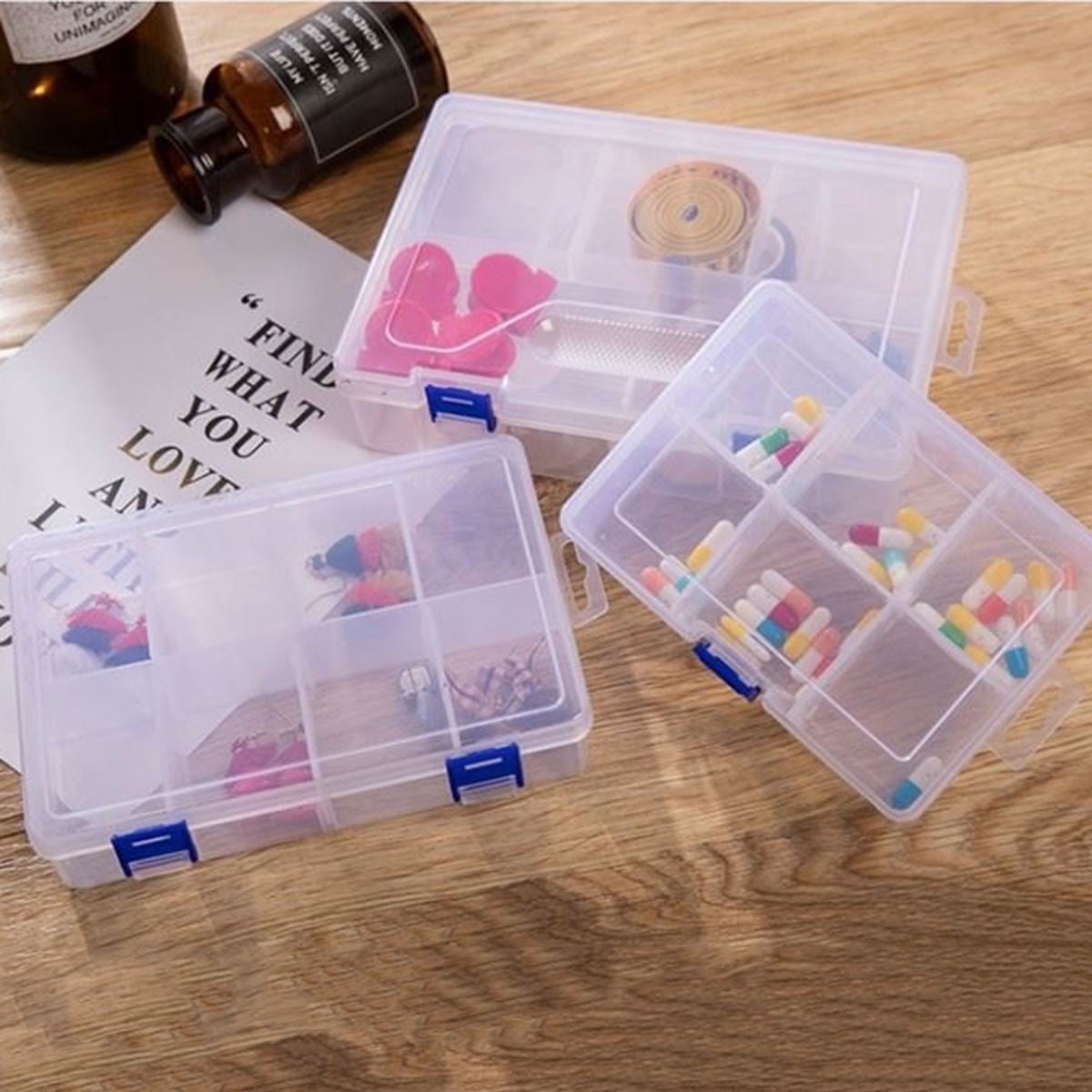 Milisten 8 Grids Medicine Organizer Holder Transparent Stackable ...