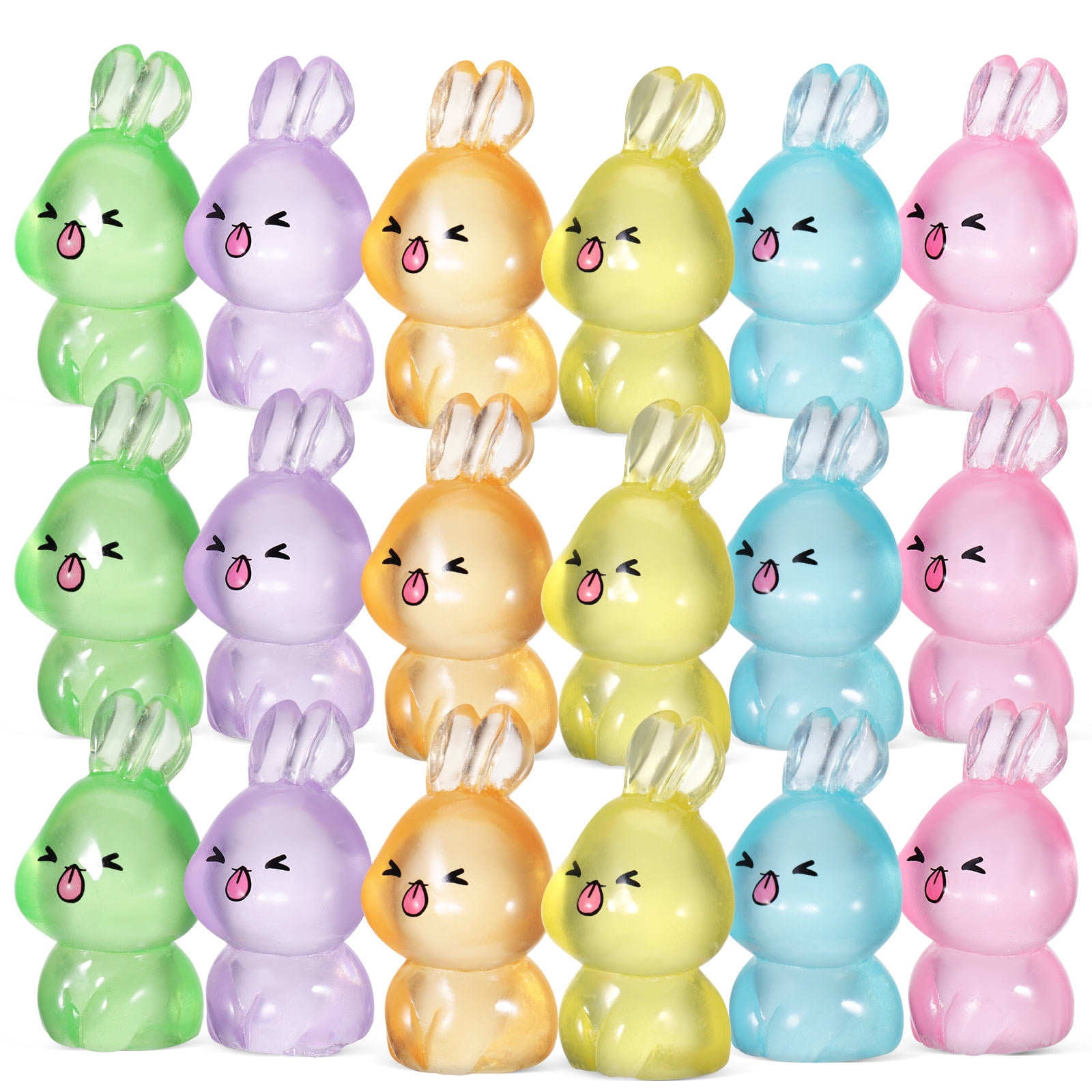 Milisten 84 Pcs Mini Resin Bunny Figurines Glow Decorations For ...