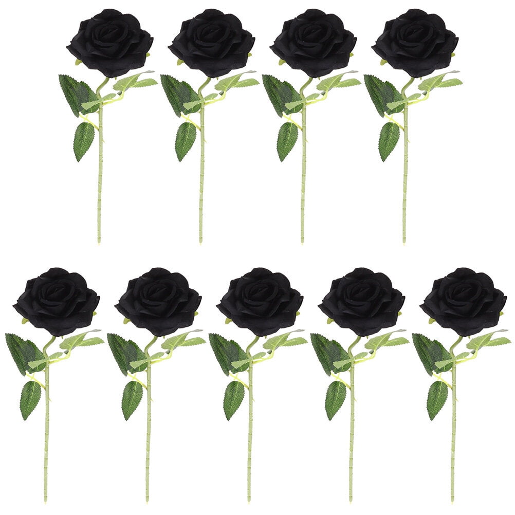 Milisten 9Pcs Fake Rose Props Black Plastic Silk Cloth Iron Wires for ...