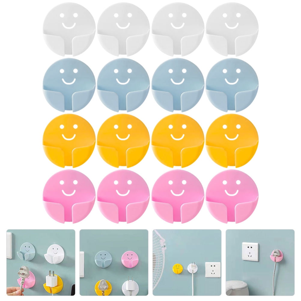 Milisten Adhesive Wall Hooks Double Hooks Plastic Plug Holders Assorted ...