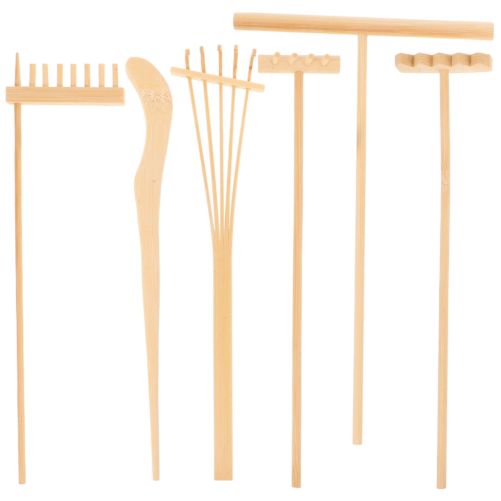 Milisten Bamboo Rake Tool for Sand Garden Decor Assorted Color Mini ...