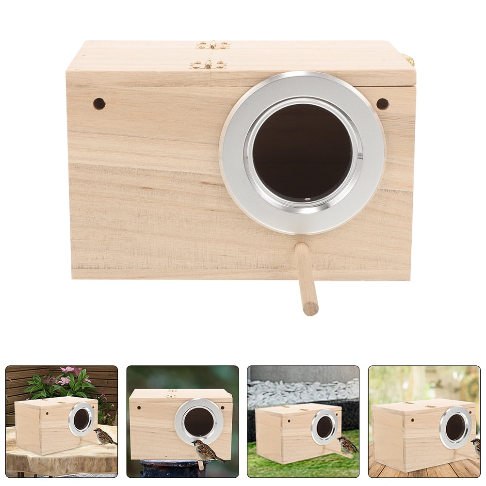 Bird Box With Camera GJRGEG1Y Natural Wood Large Bird Nest Box Parrot ...