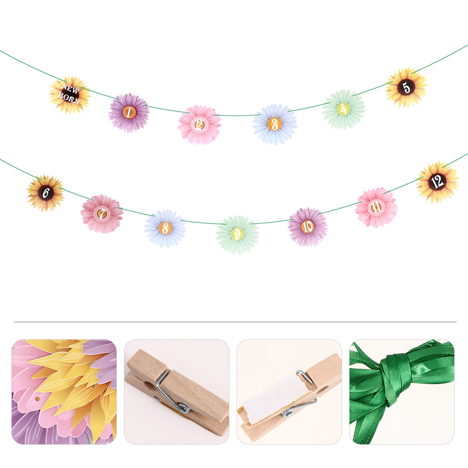 Milisten Birthday Paper Banner Sunflower Modeling Assorted Color ...