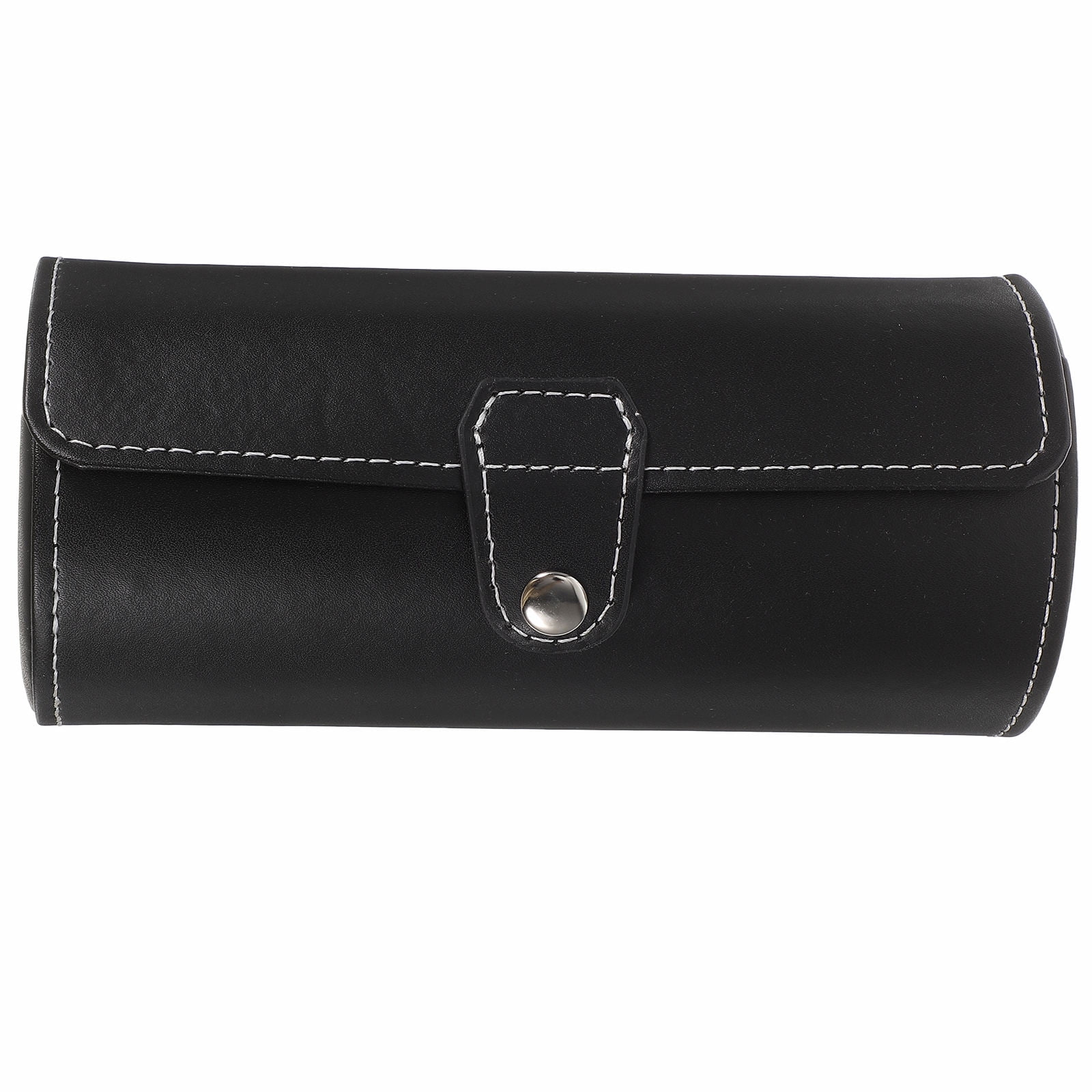 Milisten Black Flocked Cloth Leather Travel Watch Box 1Set Cylindrical ...