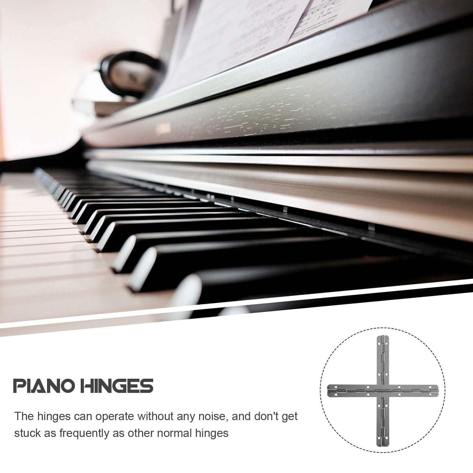 Milisten Black Rectangular Piano Hinges 15.0X1.7X0.4Inch for Cabinet ...