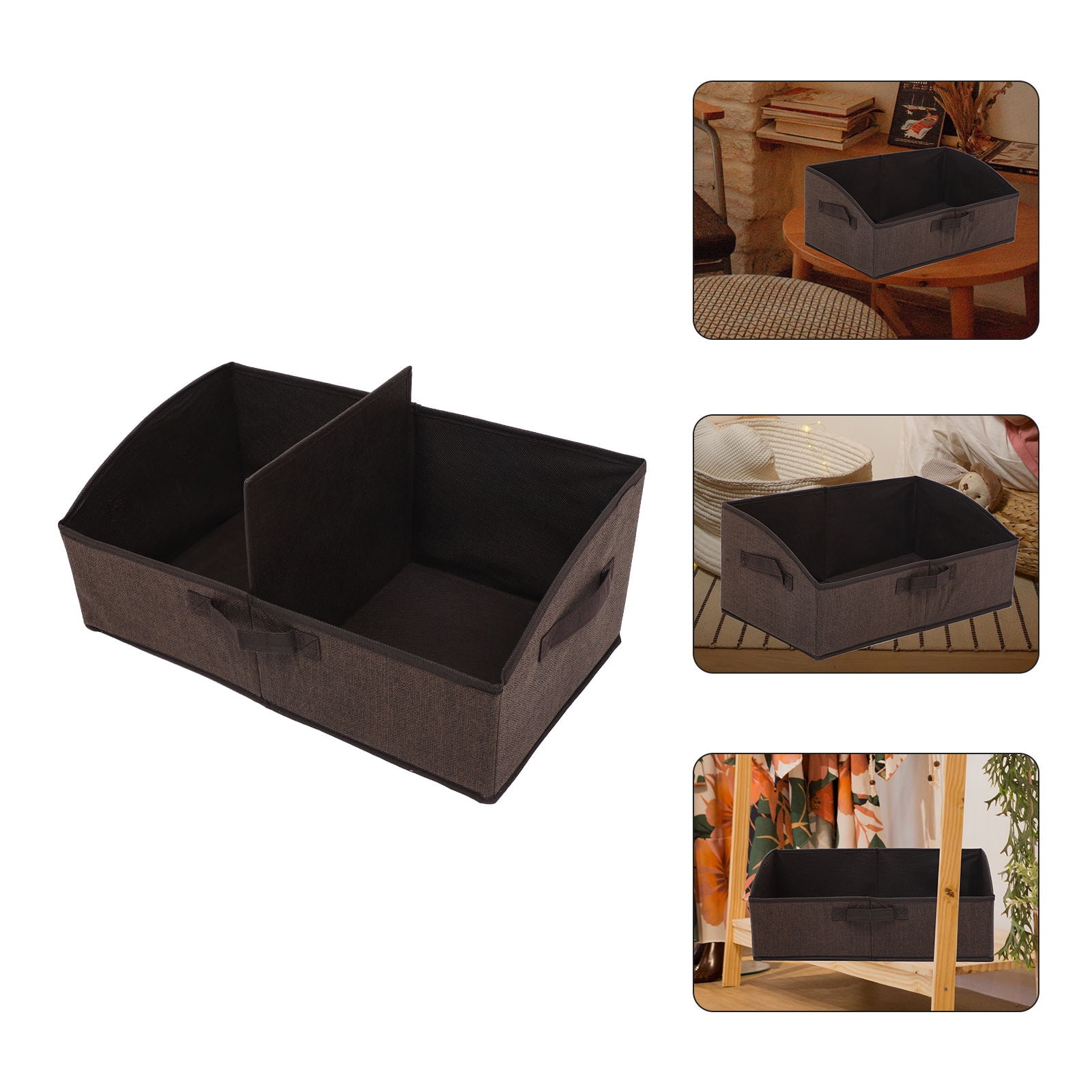 Milisten Clothes Storage Box 1Set Coffee Trapezoidal Nonwoven Fabric ...