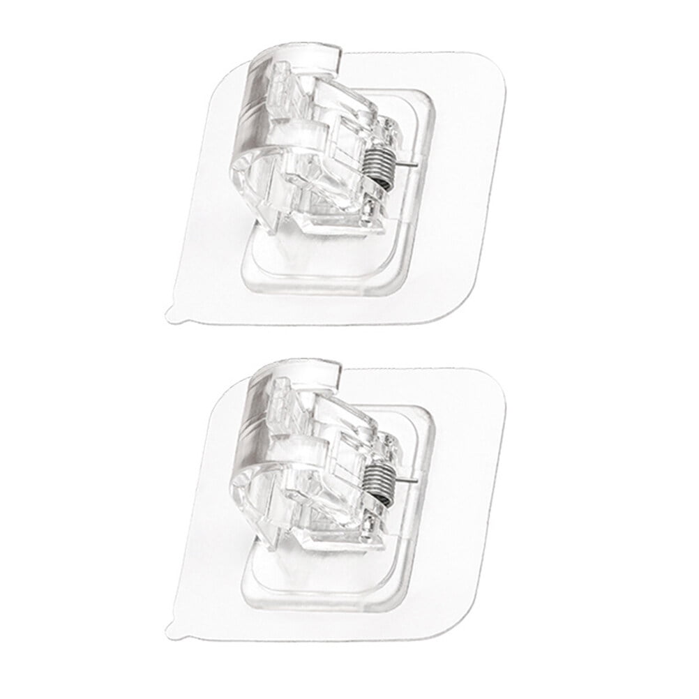 Milisten Curtain Rod Hooks 2Set Transparent Square Abs Spring For No ...