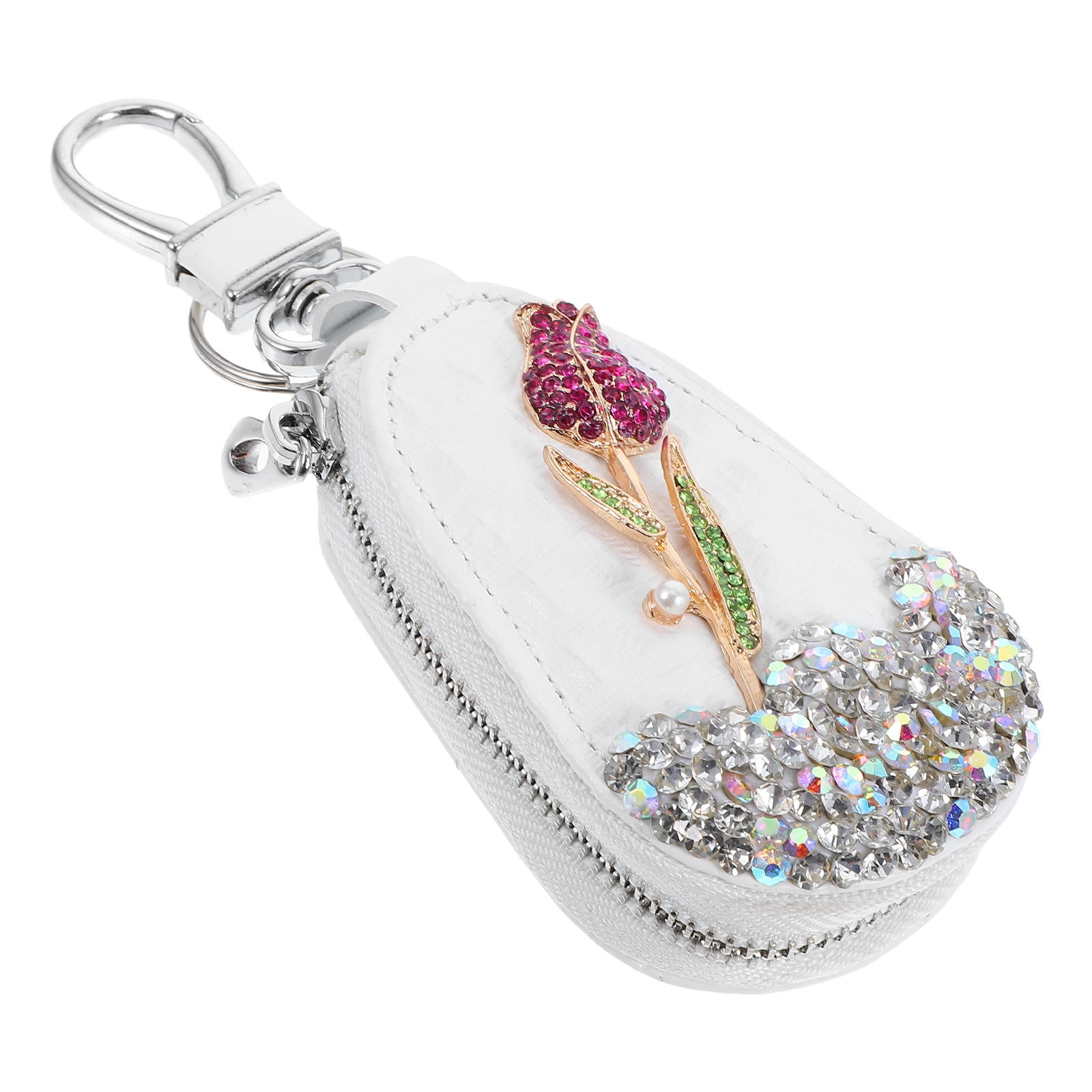 Milisten Elegant White Rhinestone Car Key Fob Protector Keychain Case ...