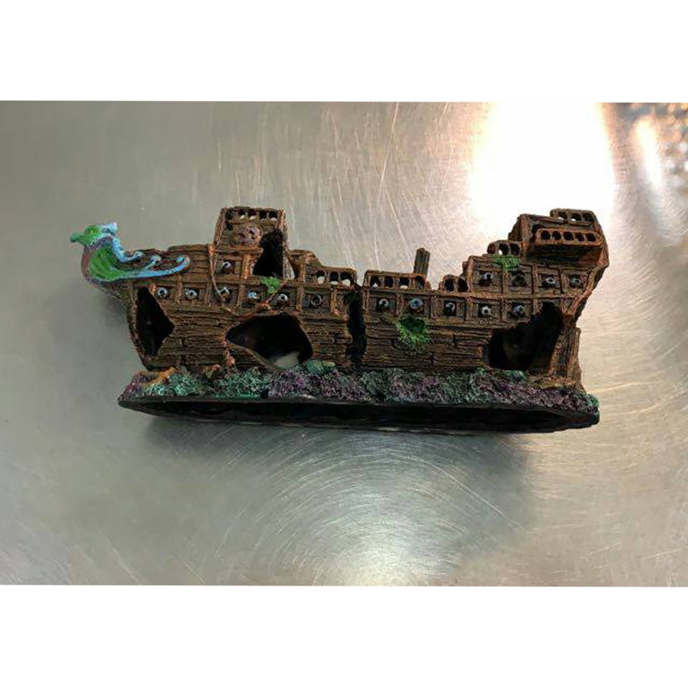 Milisten Fake Pirate Ship Resin Aquarium Decoration Safe for Fresh and ...
