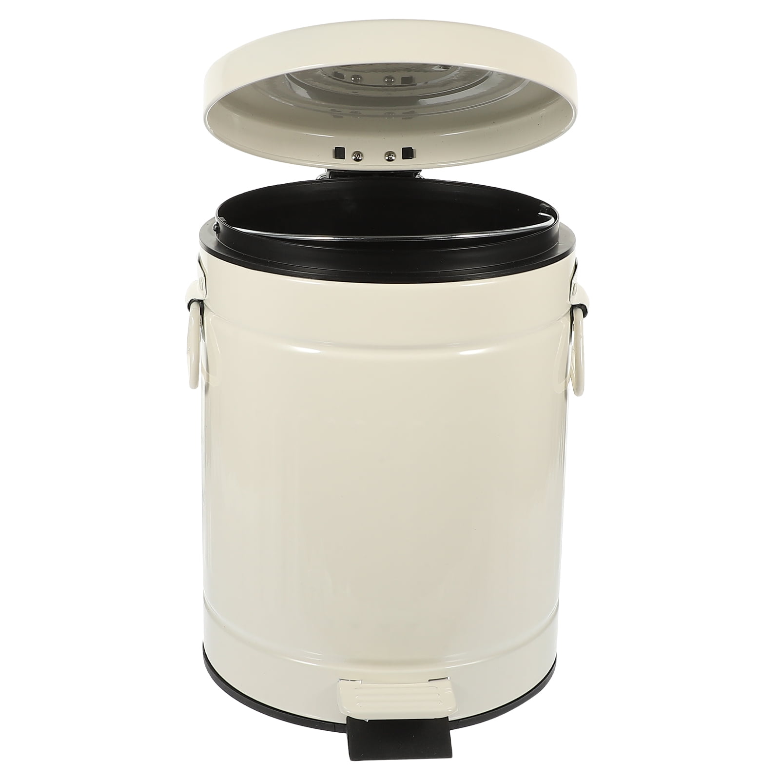 Milisten Garbage Can with Lid Retro Metal Trash Foot Pedal Office ...