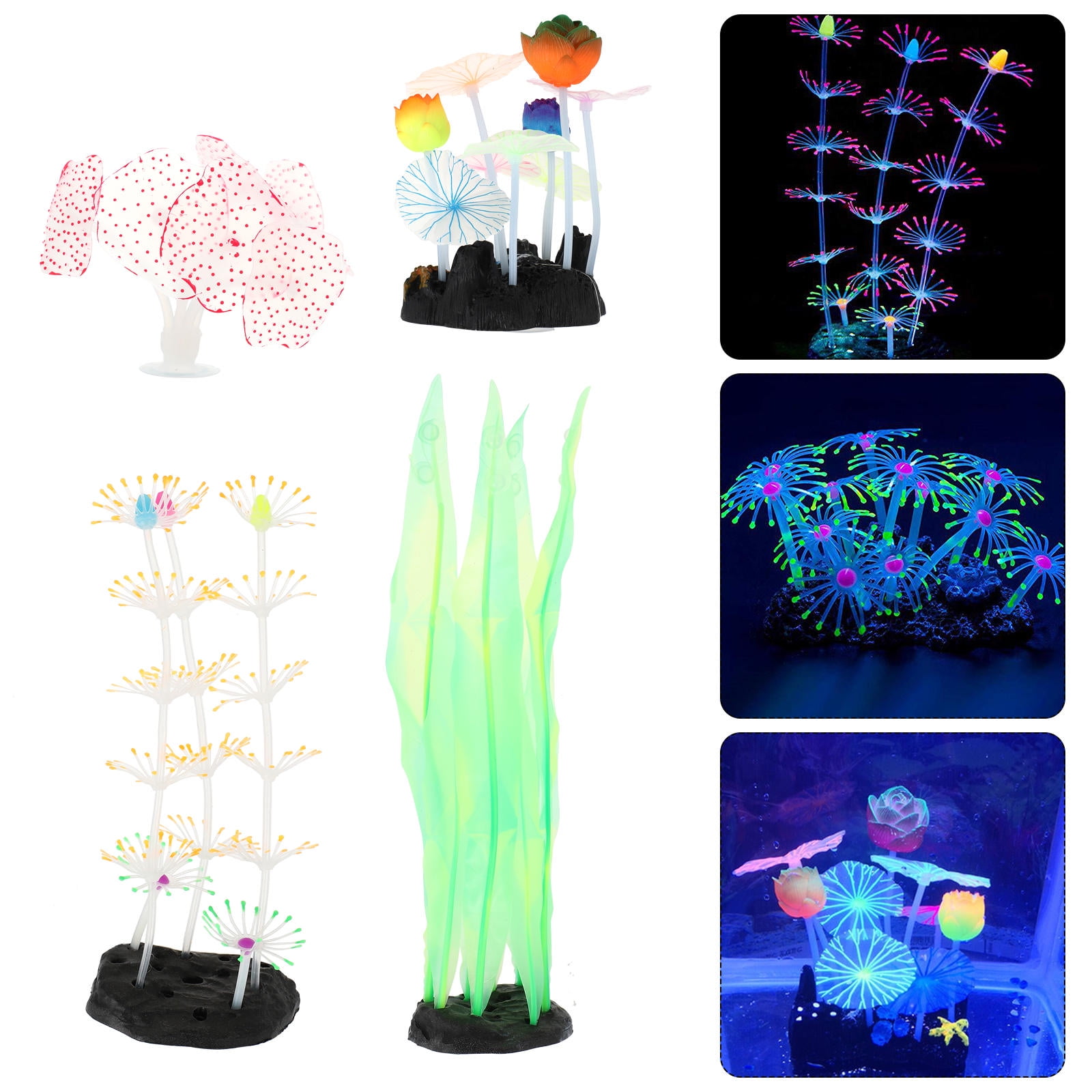 Milisten Glowing Fish Tank Decorations with Luminous Coral Plant ...