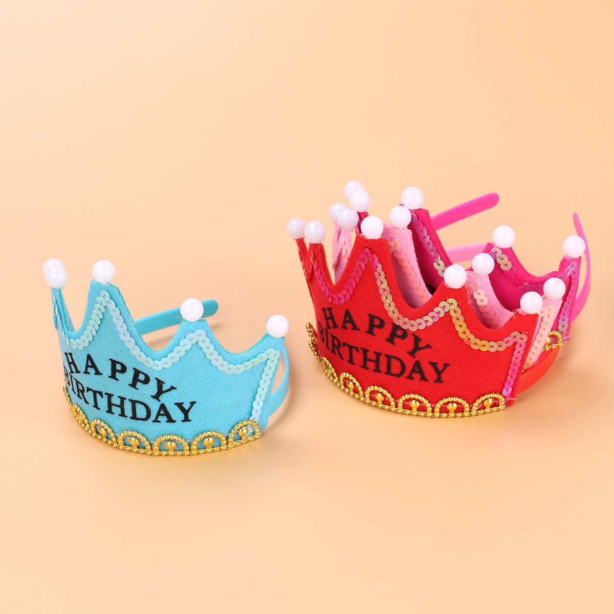 Milisten LED Birthday Crown with Adjustable Headband and Pearl ...