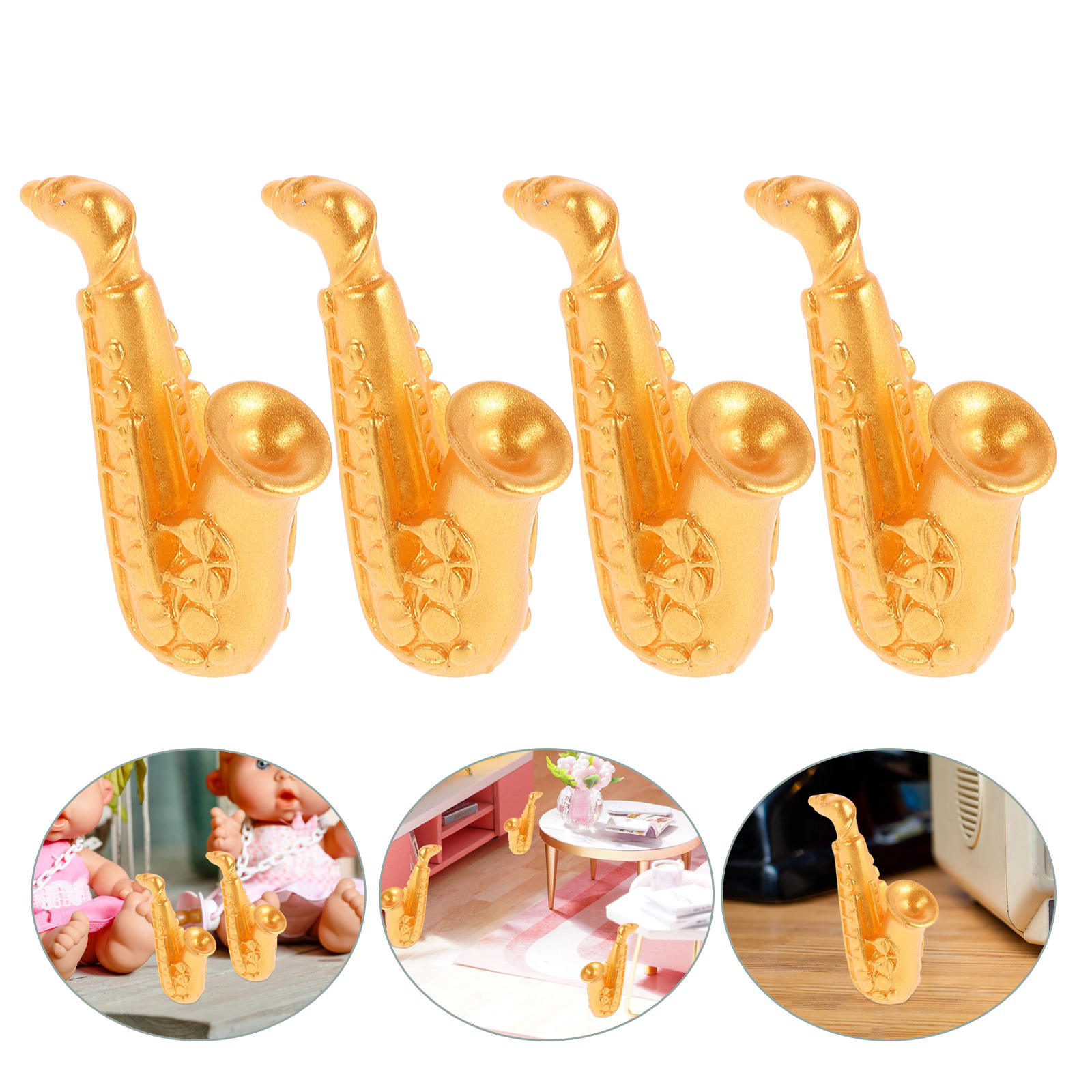 Milisten Miniature Saxophone Golden Resin Musical Charm For Kids ...