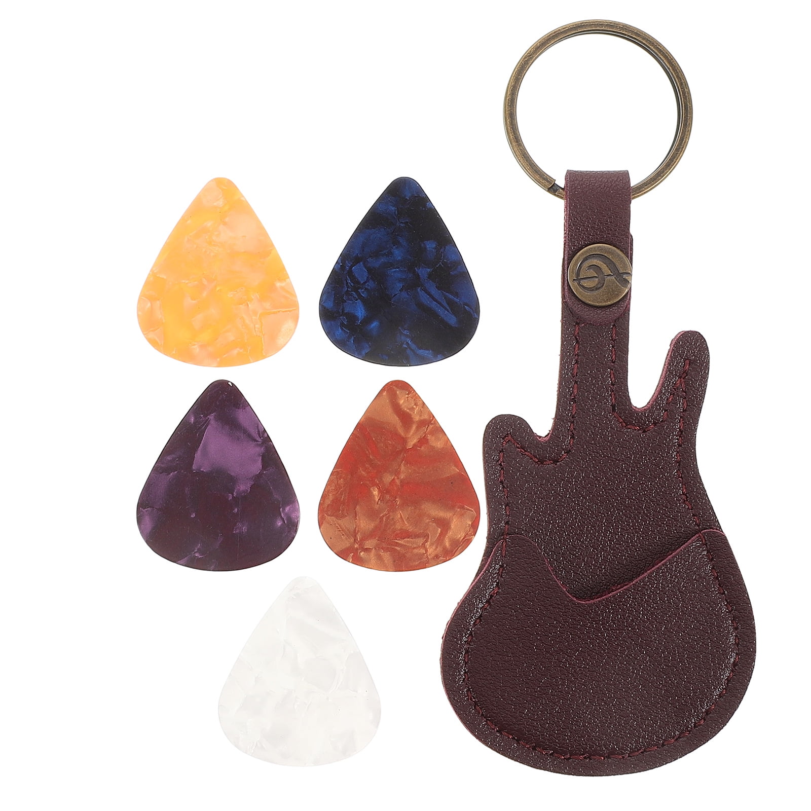 Milisten Portable Guitar Pick Holder Keychain in Coffee Color Made of ...