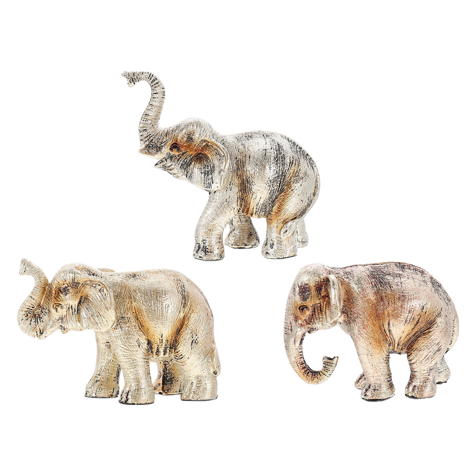 Milisten Set of 3 Small Elephant Resin Statues Decorative Figurines in ...