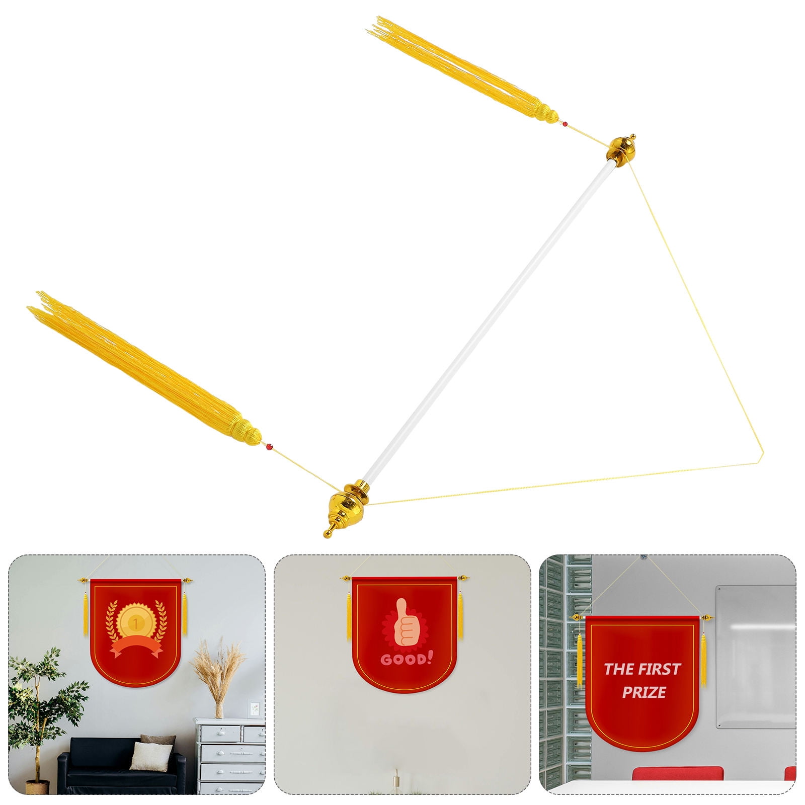 Milisten Silk Banner Pole Flag Banner Pole Wall Flag Hanging Pole ...