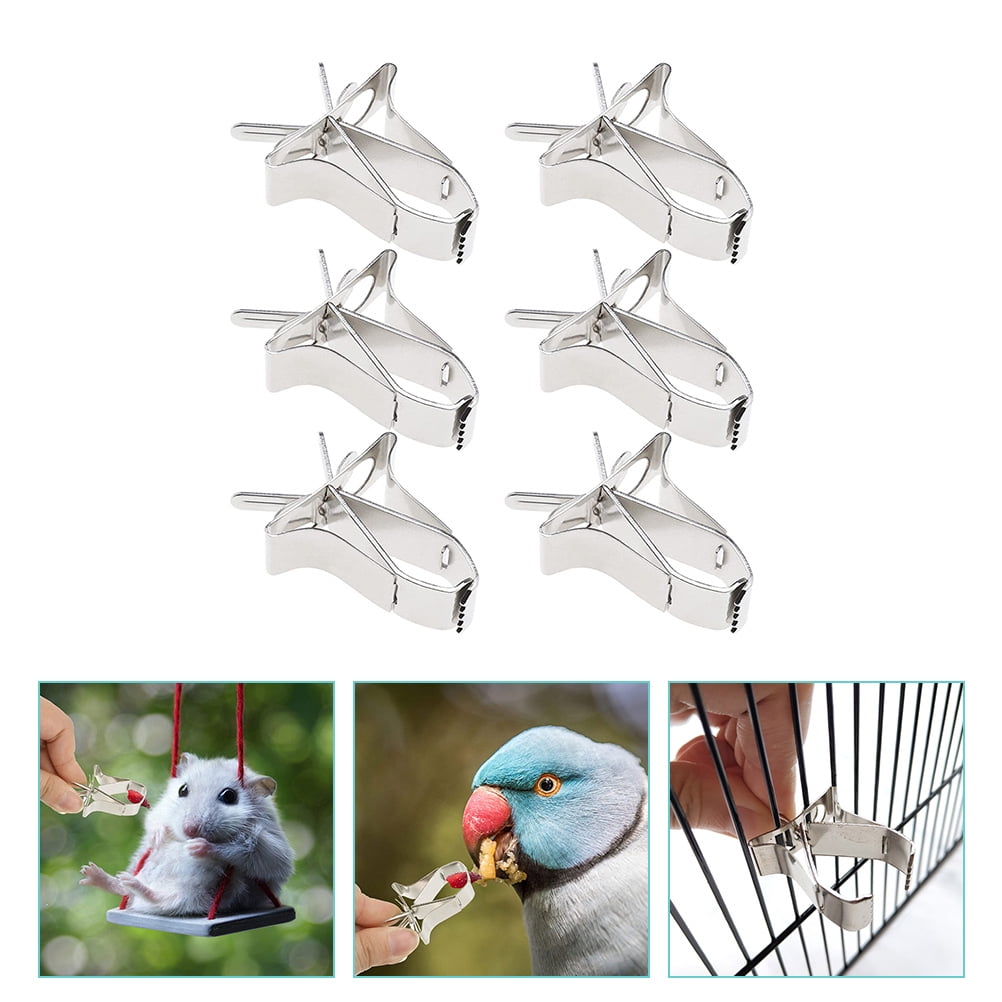Milisten Cage Hanging Fruit Clips 6Pcs Silver Stainless Steel Bird Cage ...