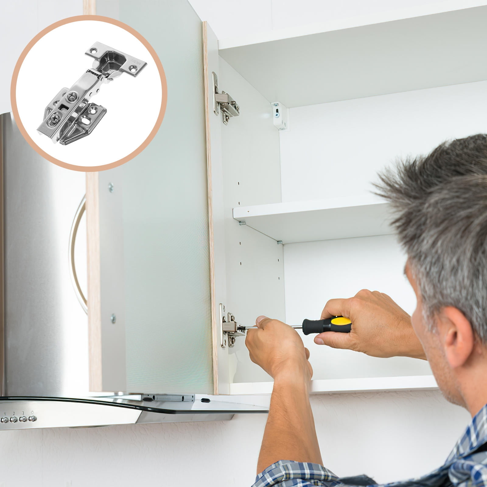 Milisten Cabinet Hinges Soft Closing Stainless Steel Silver 1 Set 4.7x2 ...