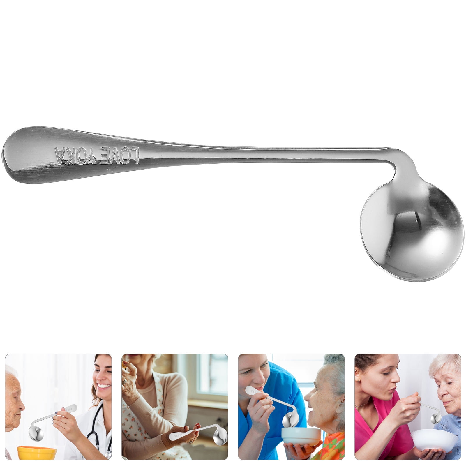 Milisten Stainless Steel Angled Spoon 1Pack for Elderly and Disabled ...