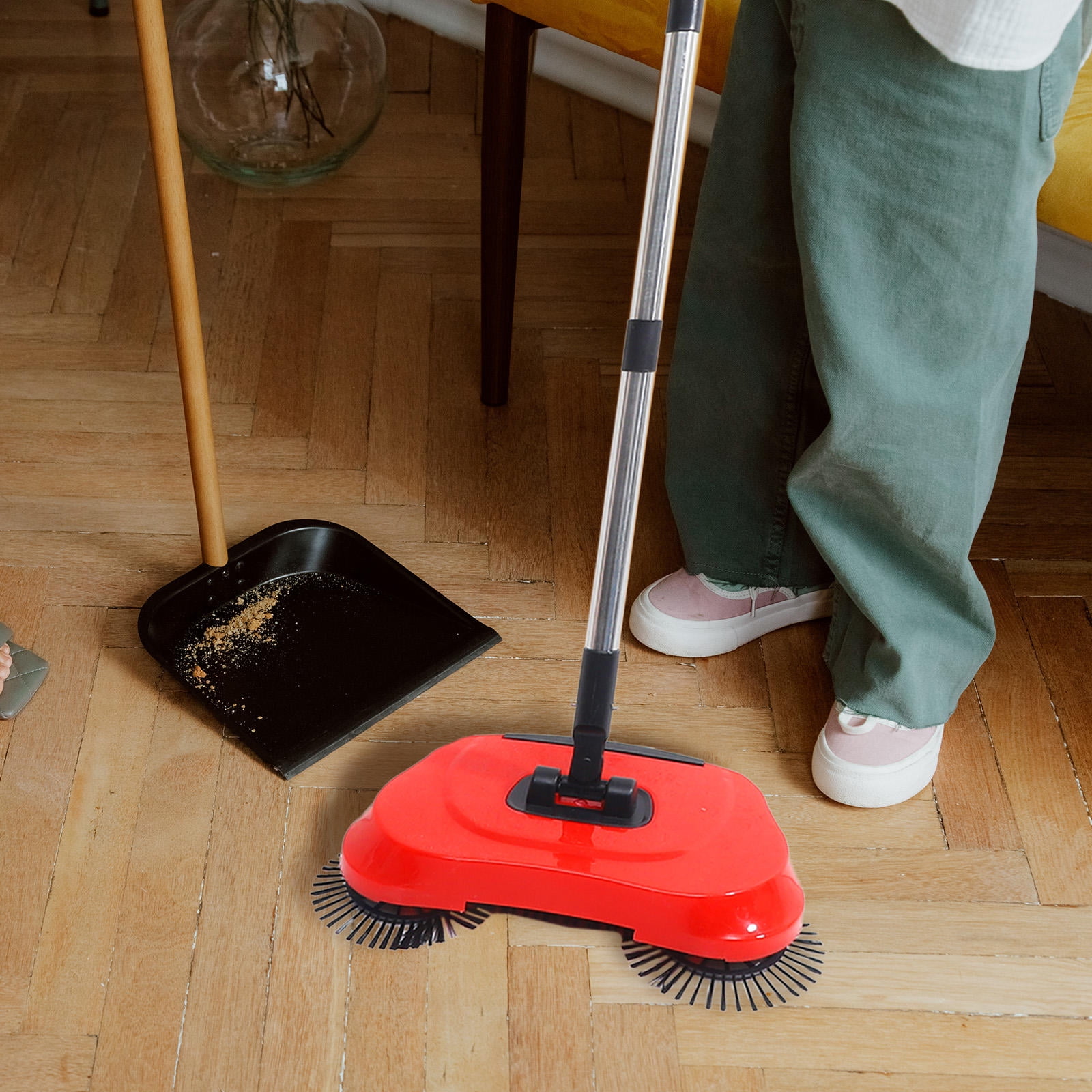 Milisten Multi Function 3 in 1 Floor Sweeper with Adjustable Handle Red ...