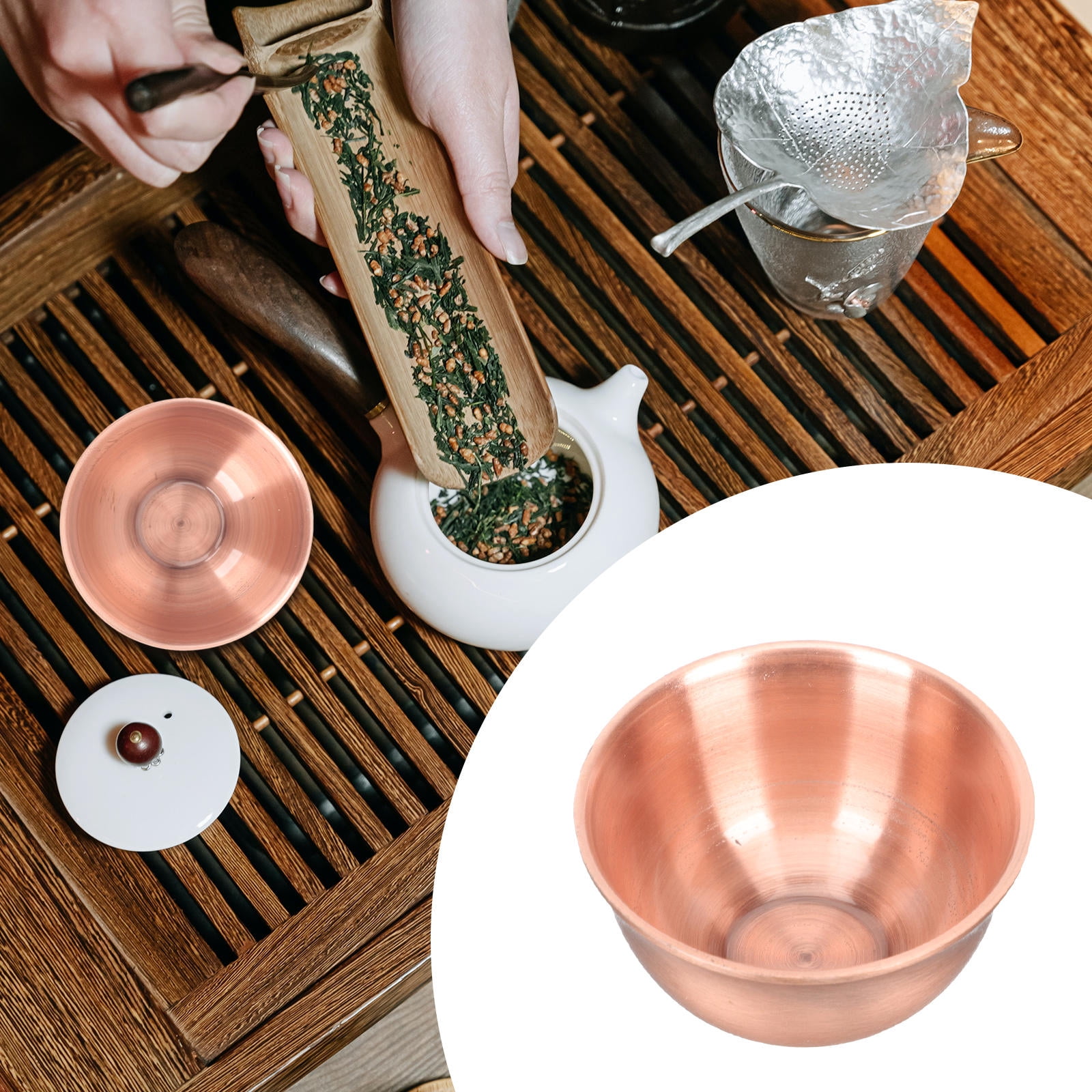 Milisten Chinese Style Teacup Tea Cup Copper 1Pack Red For Temple Use ...