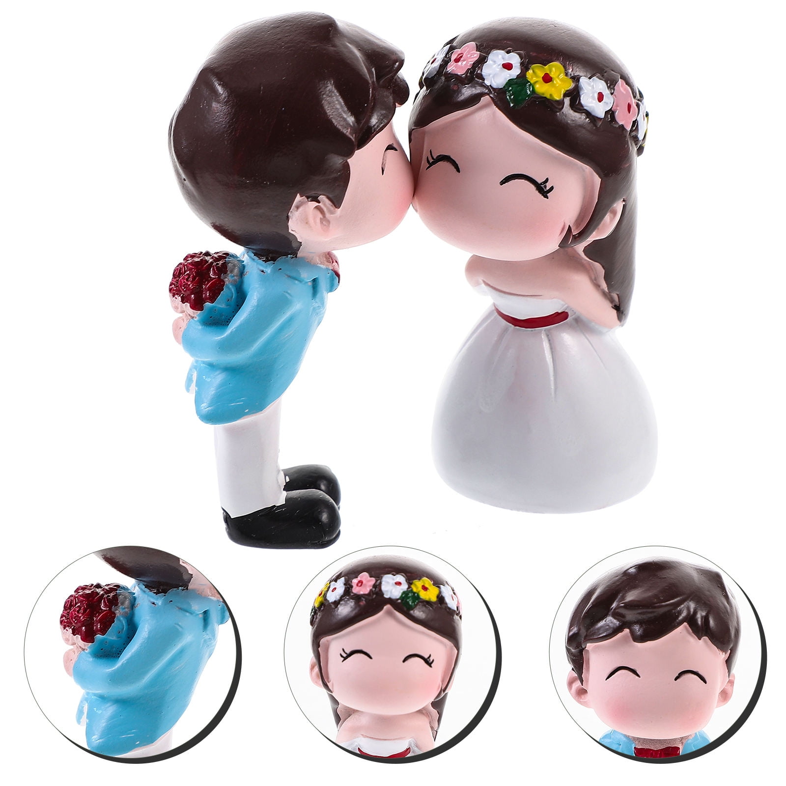 Milisten Wedding Style Cake Topper Figurines Kiss Couple Ornament For ...