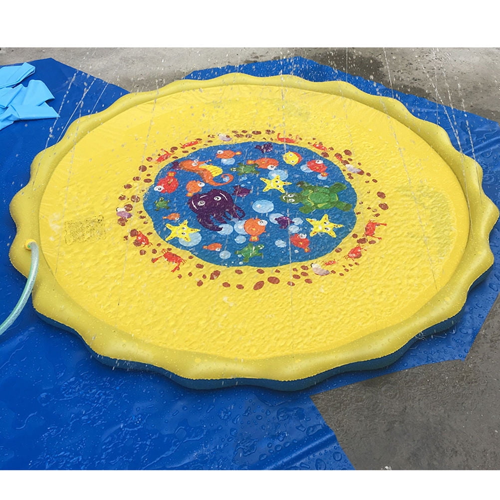 Milisten Yellow Inflatable Play Mat for Kids PVC Water Sprinkler Fun ...