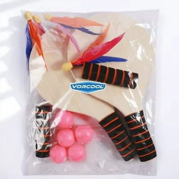 Milisten Beach Paddles and Ball Badminton Racket Bamboo 2 Rackets ...