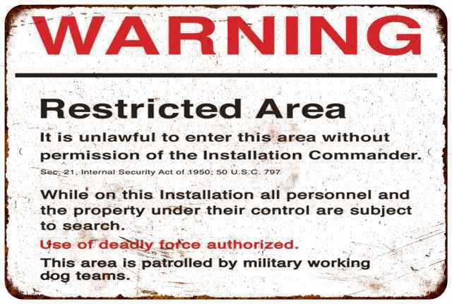 Militaria Metal Aluminium Sign Warning Restricted Area Military Vintage ...