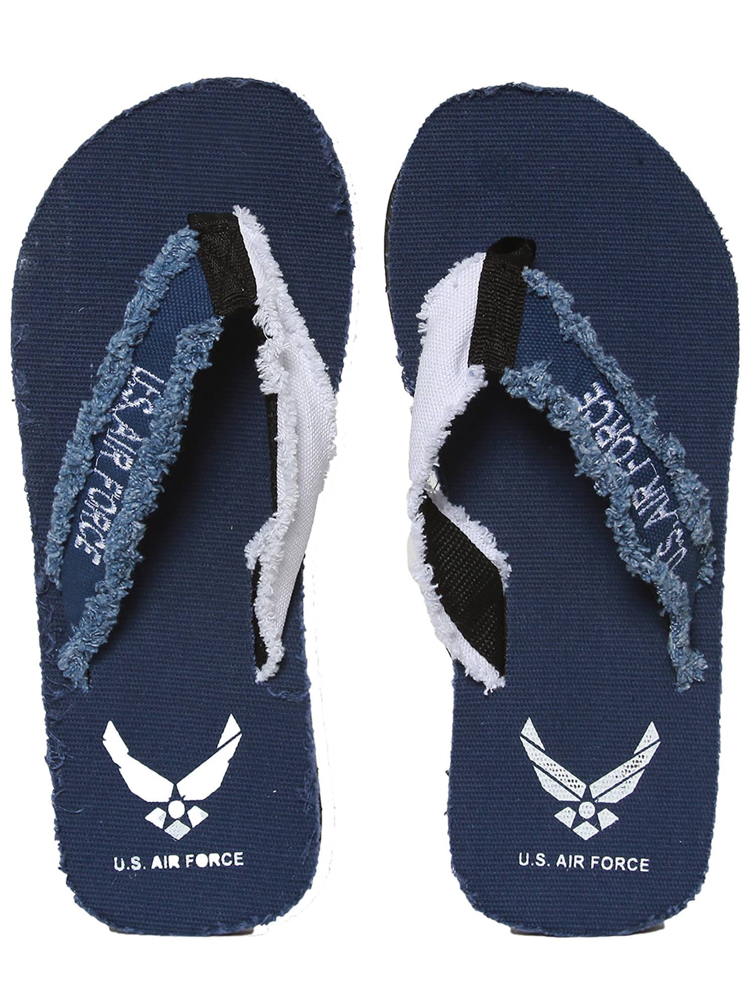 Military Air Force Wings Logo Distressed Flip Flops - Navy/White - 9/10 ...