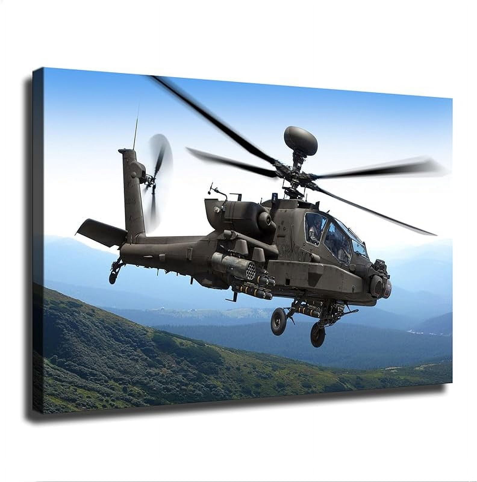 Military Aircraft AH-64 Apache Attack Helicopter Poster Canvas Picture ...
