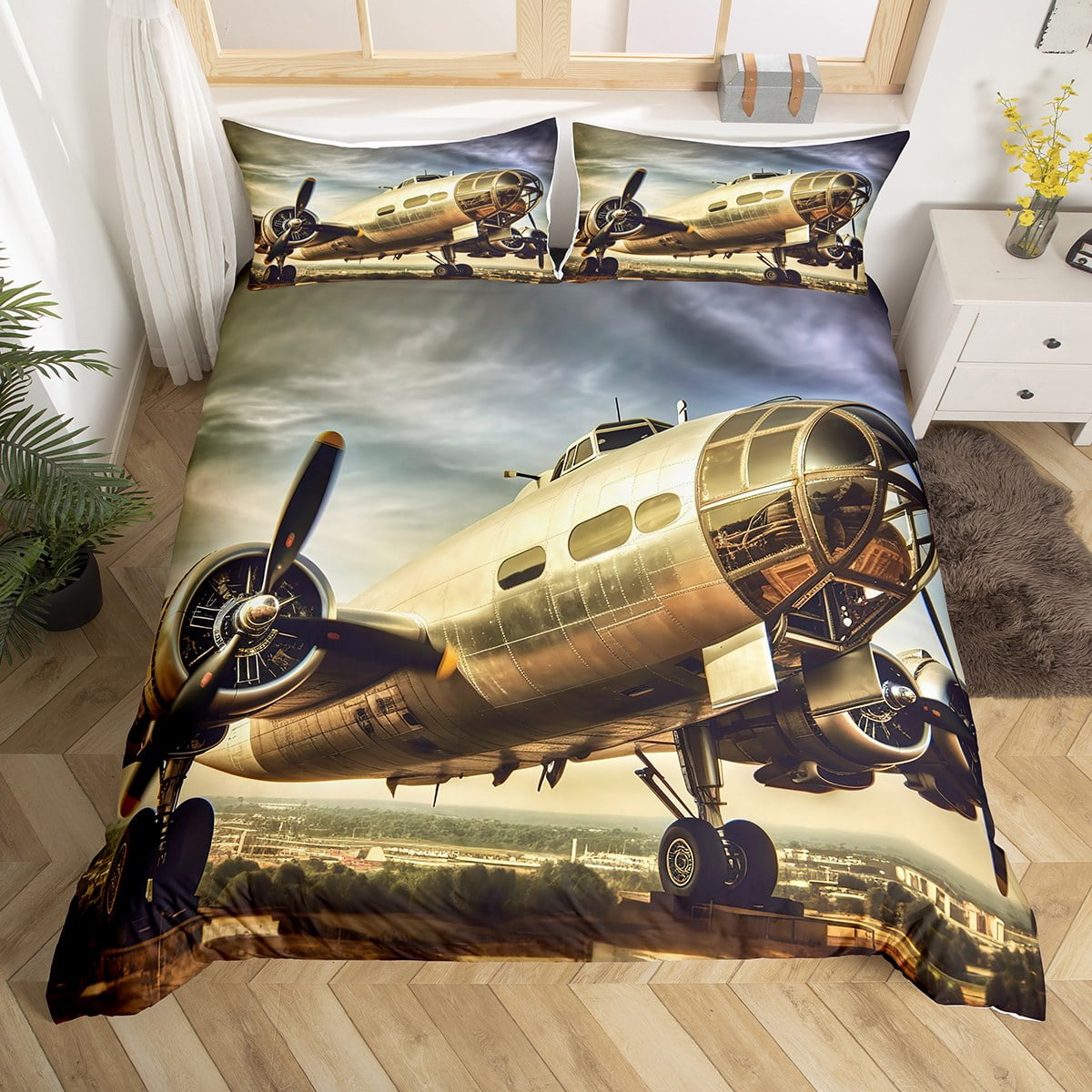 Military Airplane Comforter Cover for Soldiers Aircraft Print Bedding ...