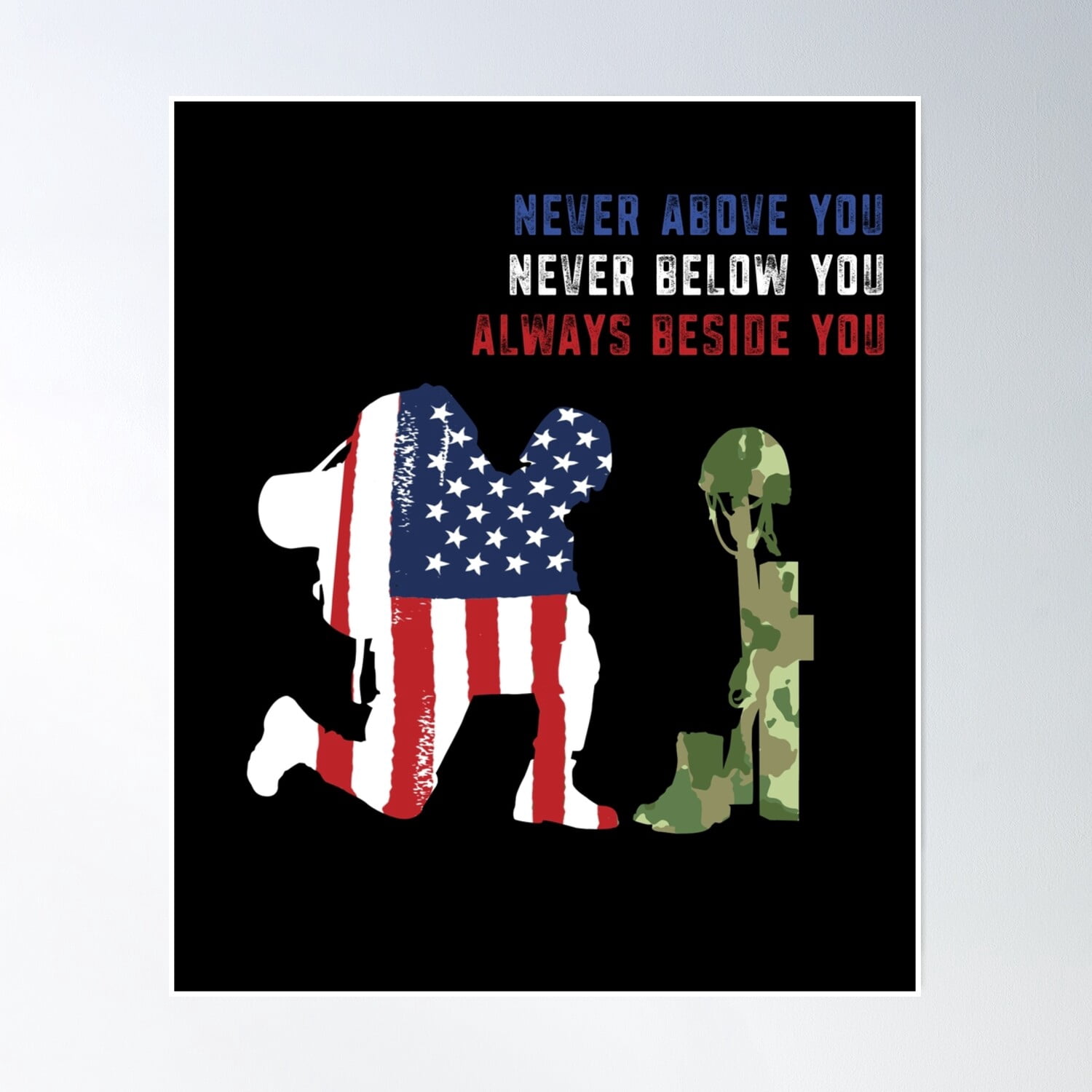Military Always Beside You 22 Veterans A Day Veteran Poster Wall Art ...