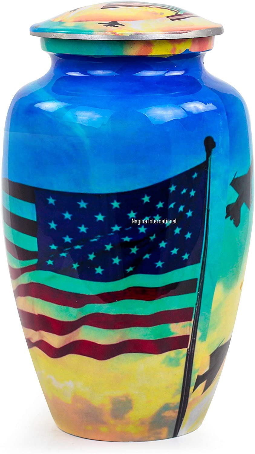 Military American Flag Cremation Urn Jar | Cremation Urn with Lid | Pet ...