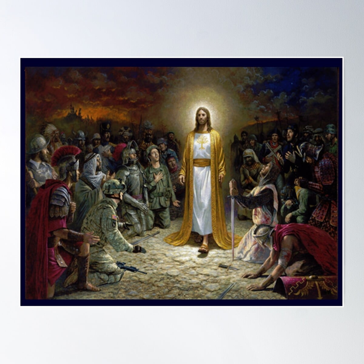 Military Army Soldiers Praising Jesus Christ Poster Wall Art, Modern ...