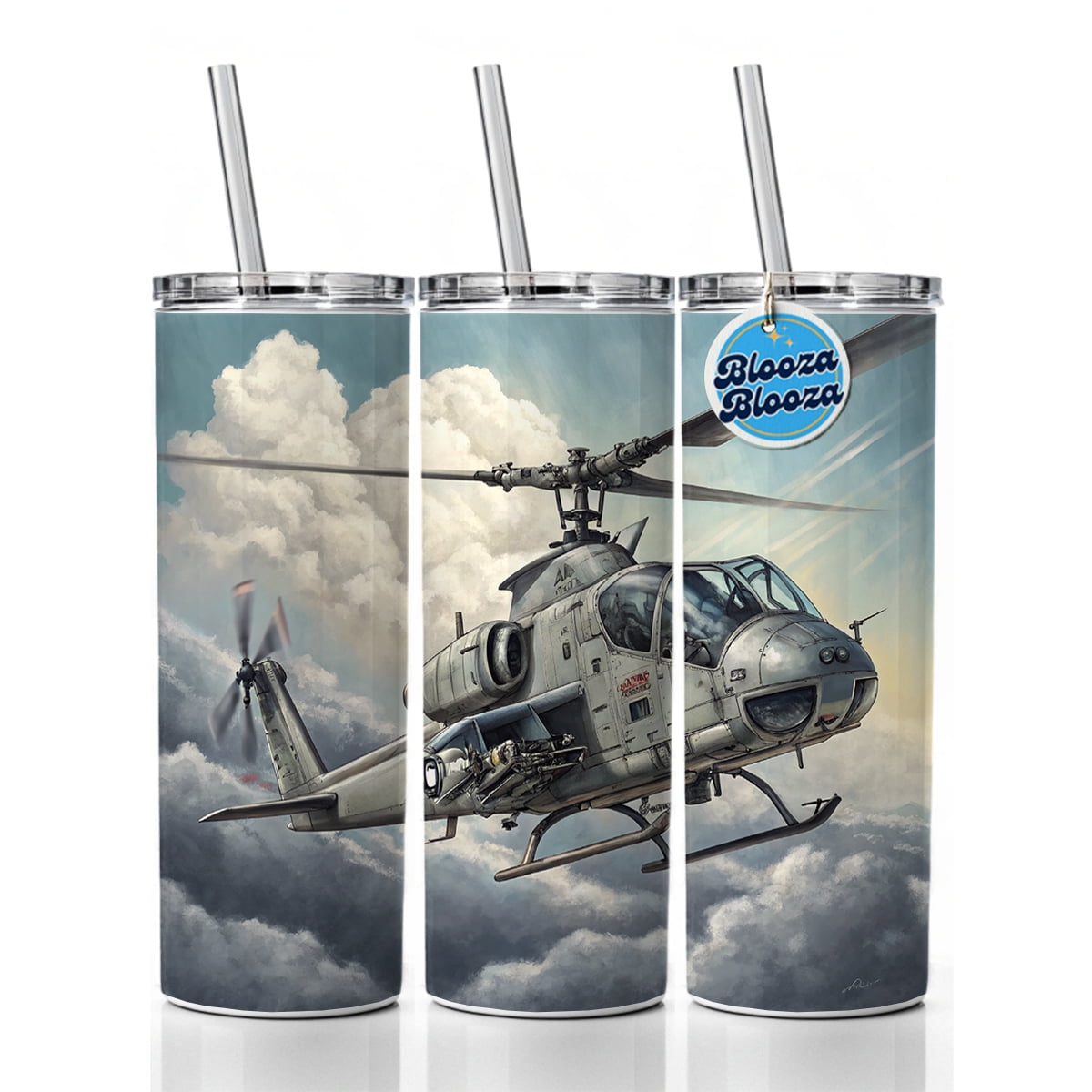 Military Attack Helicopter In Flight 20oz Insulated Water Bottle Skinny ...