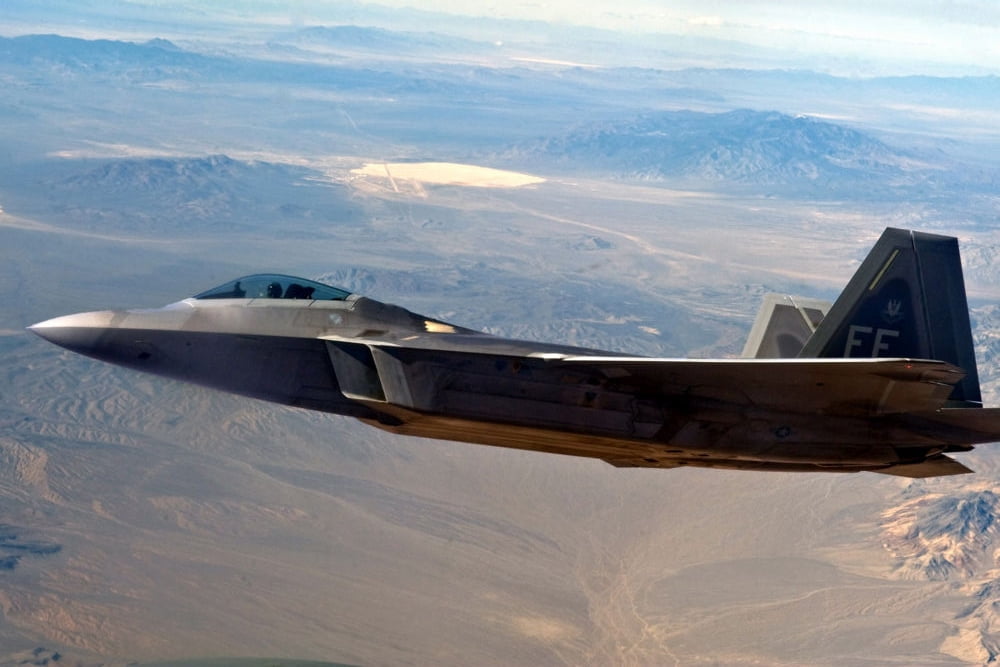 Military Aviation F22 Over Area51 Poster Metal Print 12x16 12x16 Square ...