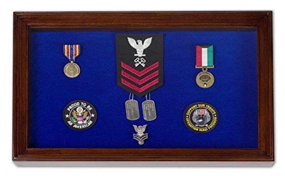Large Military Award Shadow Box Display Case - Mahogany Medal Frame ...