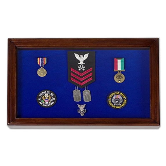 Large Military Award Shadow Box Display Case - Mahogany Medal Frame ...