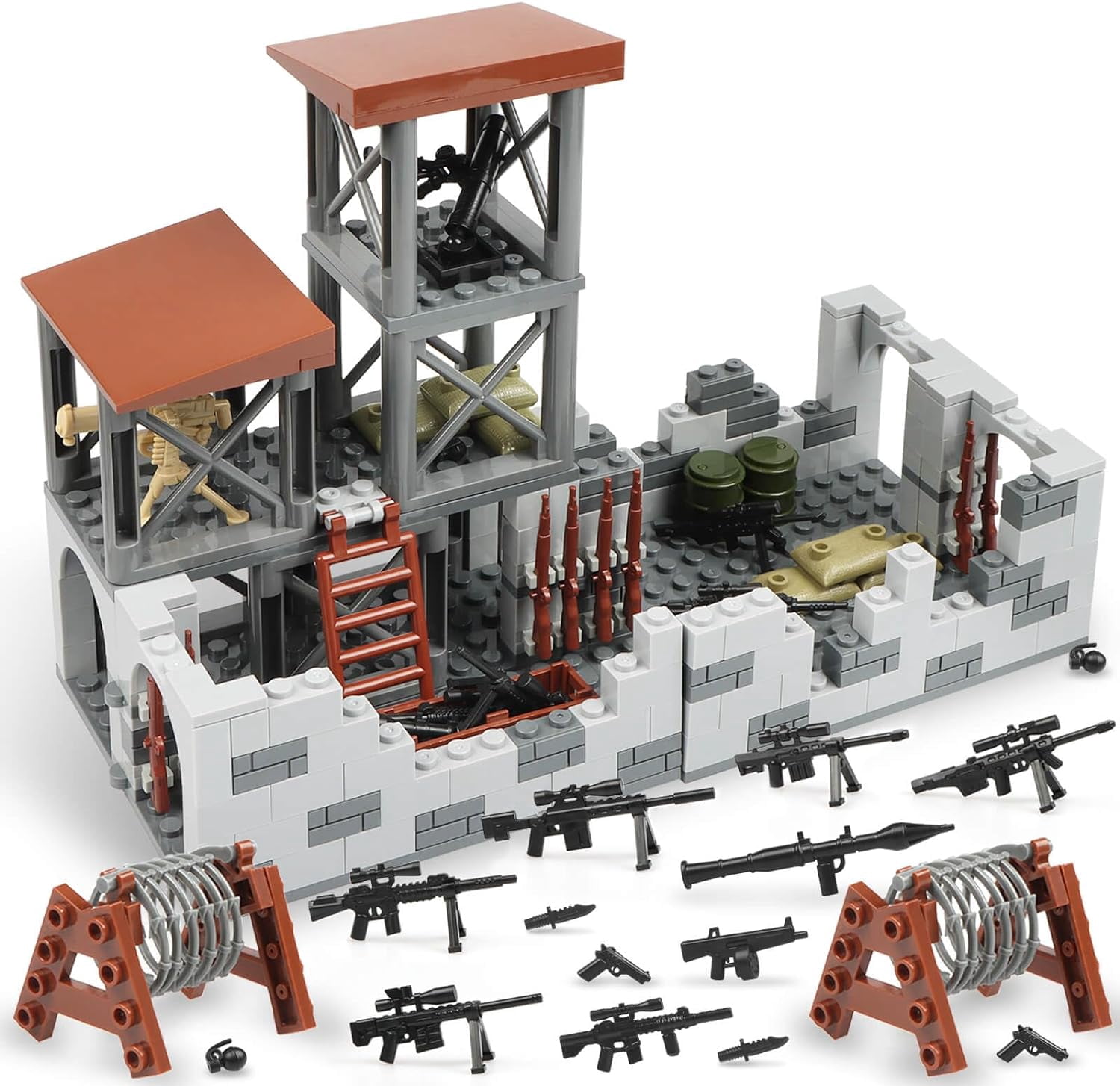 Military Base Building Block Set, WW2 Army Mini War Accessories Kits ...