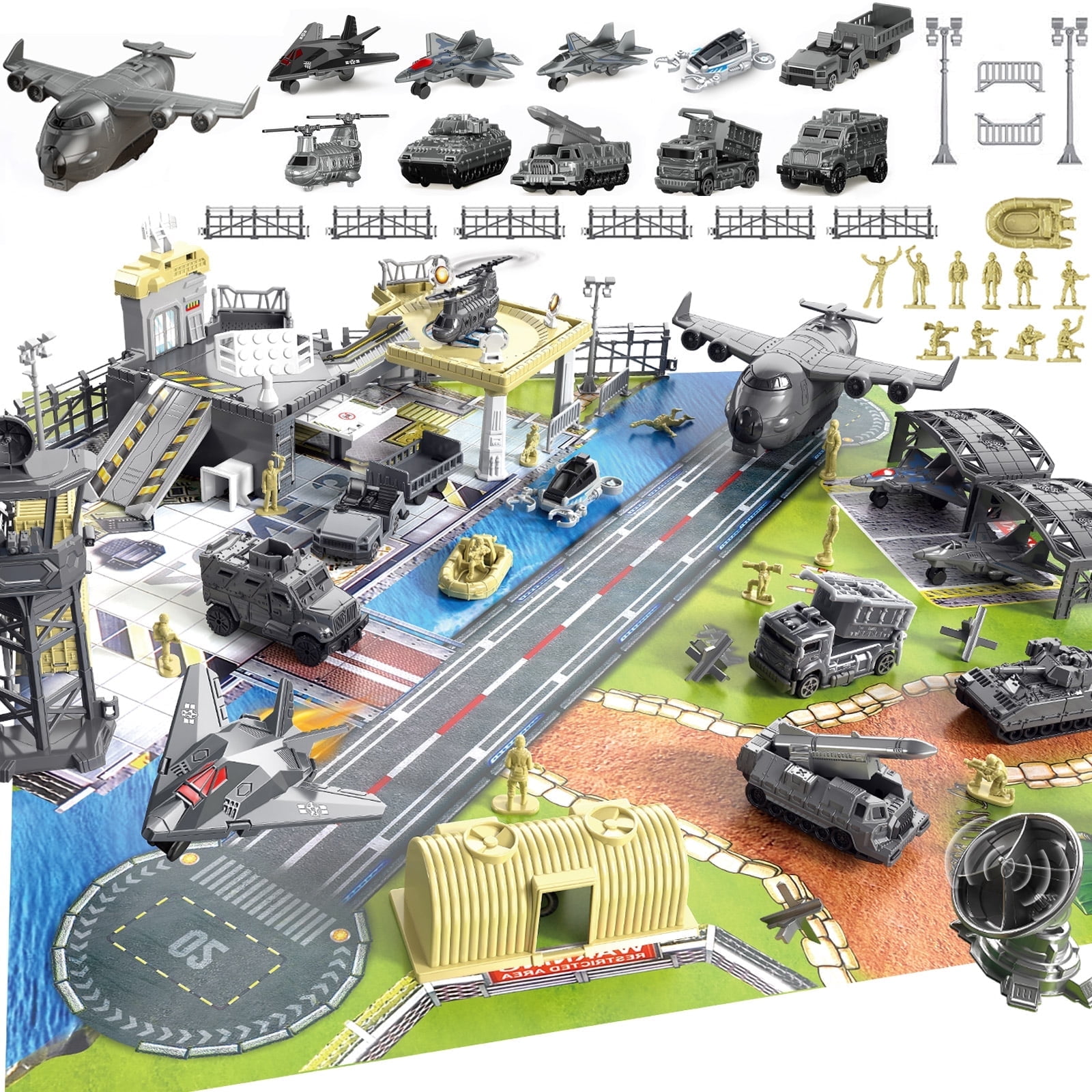 Military Base Toys Set Including Airplane, Tank, Truck, Helicopter ...